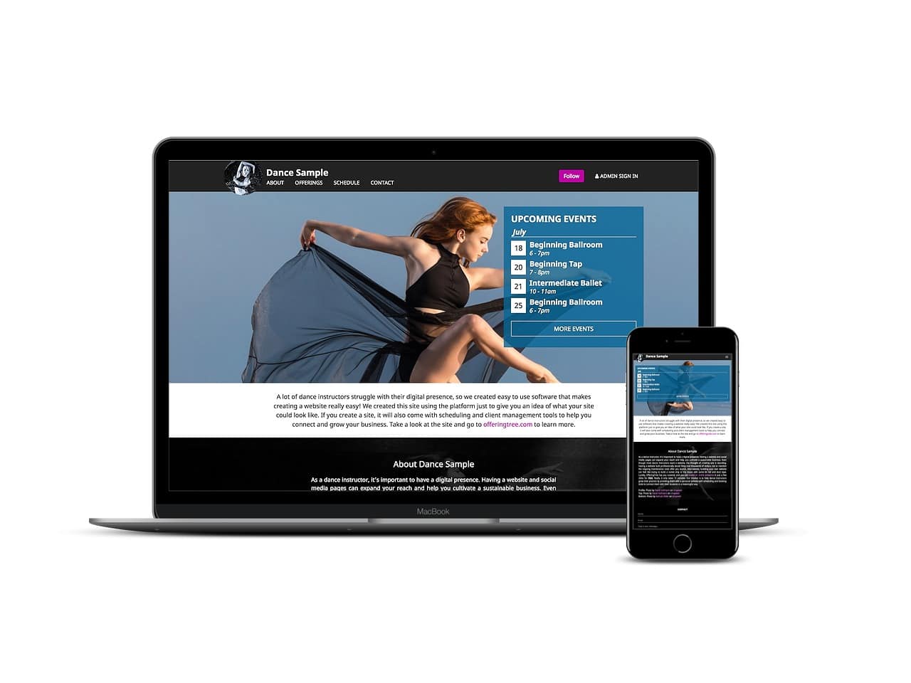 Create a Dance Website in Minutes | OfferingTree